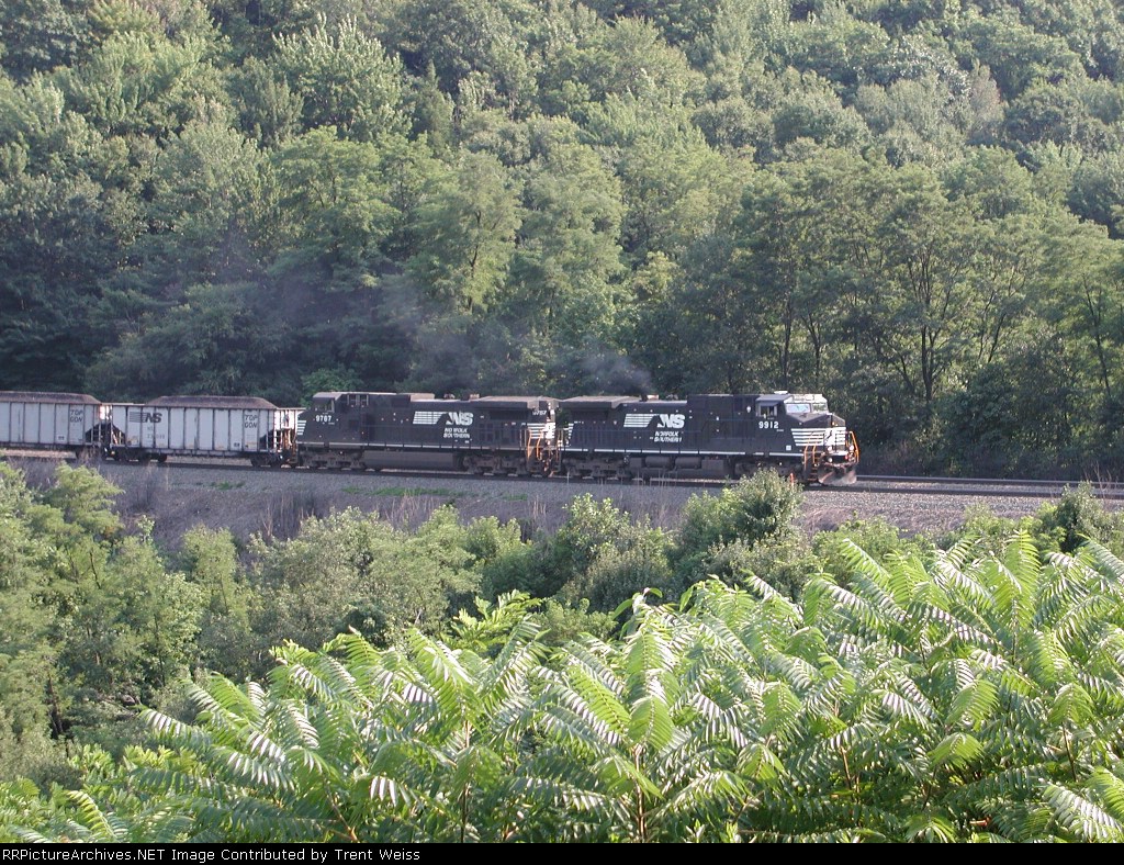 NS 9912 leading coal train eastbound